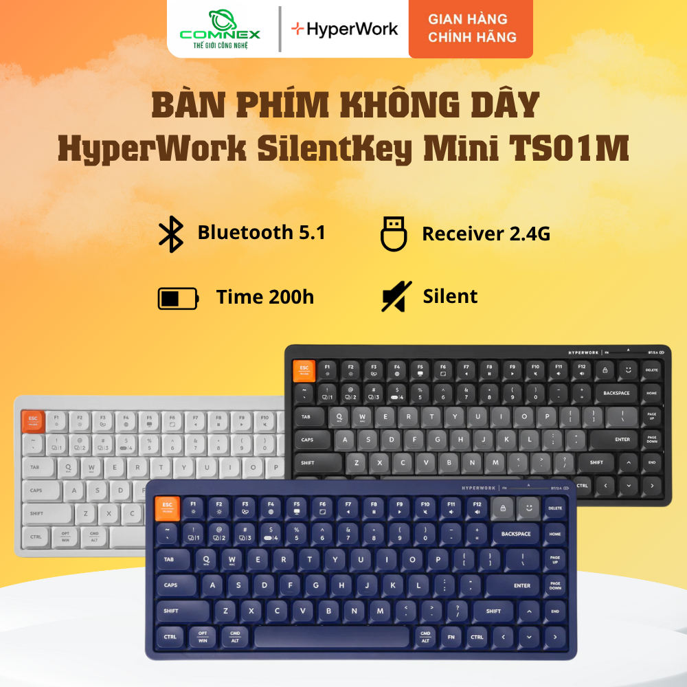 Bàn phím không dây HyperWork SilentKey Mini | TS01M | Shopee Việt Nam