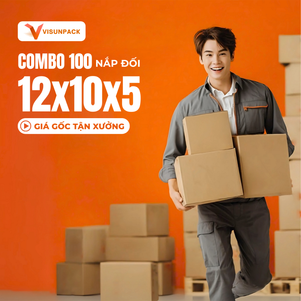 Combo 100 Hộp Carton Nắp Đối A1 Size 12x10x5 Đóng Mỹ Phẩm, Ốp Lưng, Phụ ...