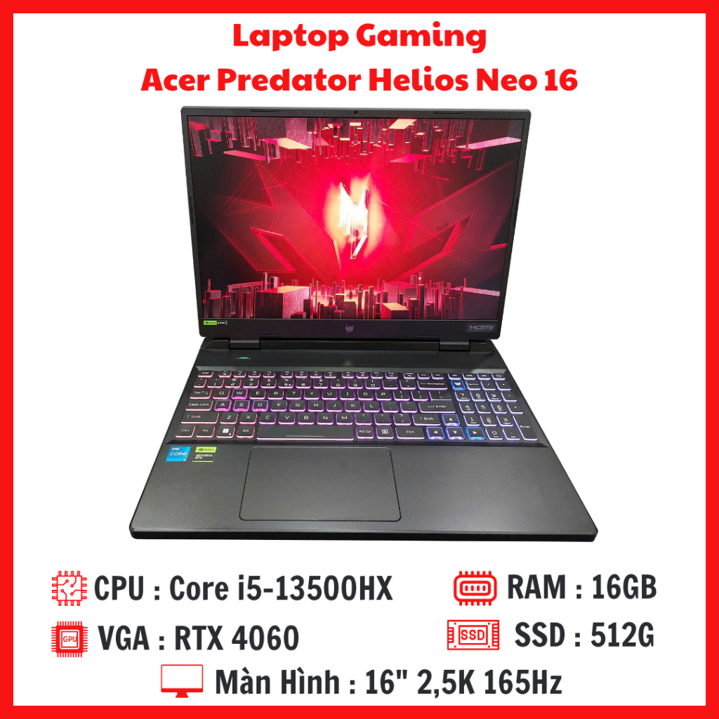 Laptop Gaming Acer Predator Helios Neo 16 PHN16 - Core i5 13500HX RTX ...