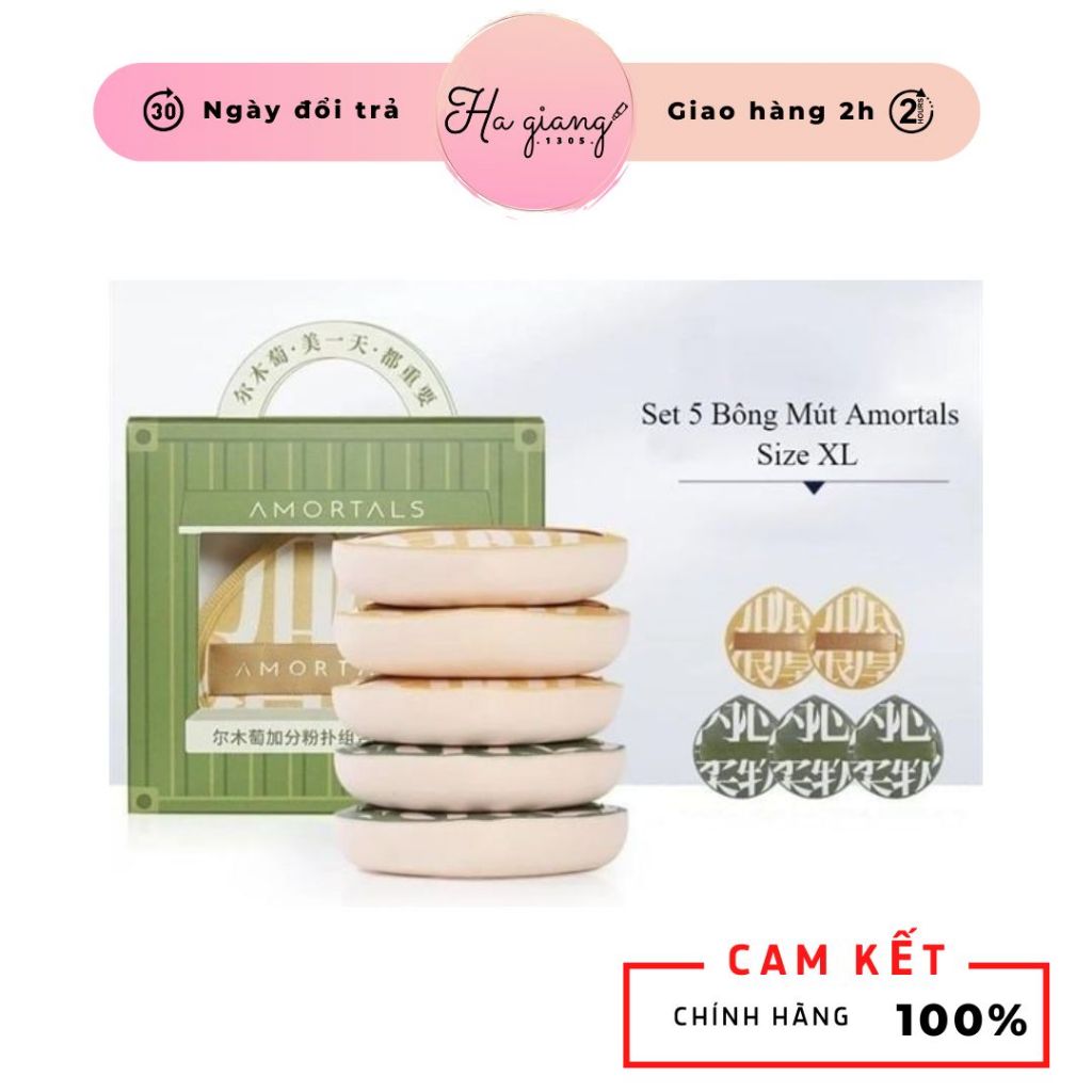 Set 5 Mút Tán Nền AMORTALS Size XL, Bông Mút Trang Điểm AMORTALS Set ...