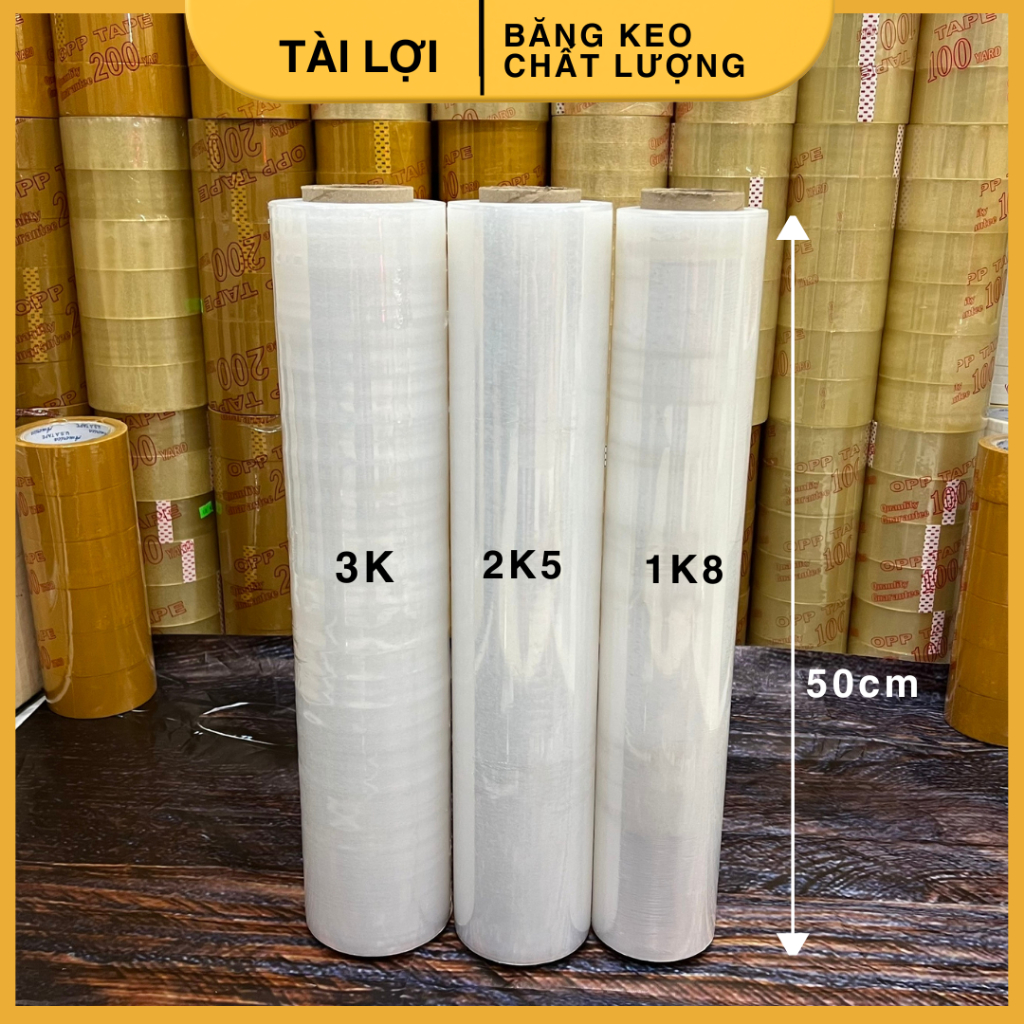 Màng Pe 50cm 3Kg cuộn pe quấn hàng bọc hàng chống trầy chống nước chống bụi quấn bụng ủ trắng ...