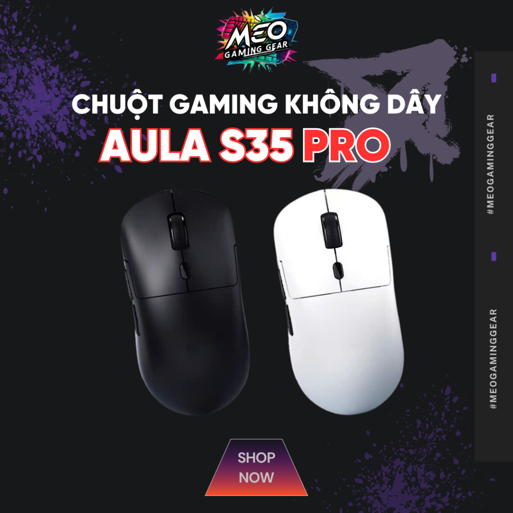 Chuột Gaming không dây Aula S35 Pro - PAW 3311 - 3 MODE KẾT NỐI - 6 mức DPI - PIN 500 mAh ...
