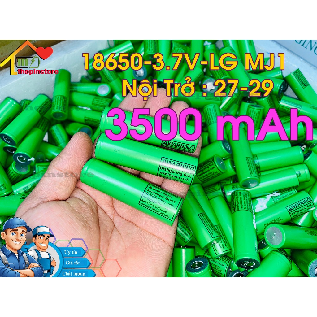 PIN 18650 LG MJ1 DUNG LƯỢNG 3500 MAH THÁO KHỐI CHƯA QUA SẠC XẢ NHƯ MỚI ...