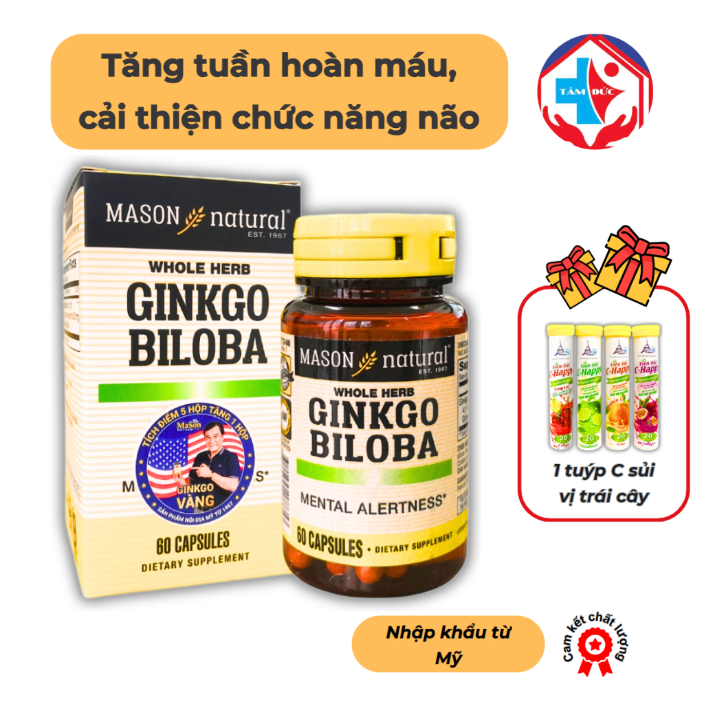 Ginkgo Vàng MASON - NHẬP KHẨU MỸ - Tăng tuần hoàn máu, cải thiện chức ...