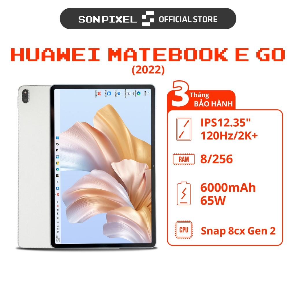 Huawei MateBook E Go 2022, Chip Snapdragon 8cx Gen 2, Màn hình 12.35 inch, Ram 16/512GB, Pin ...
