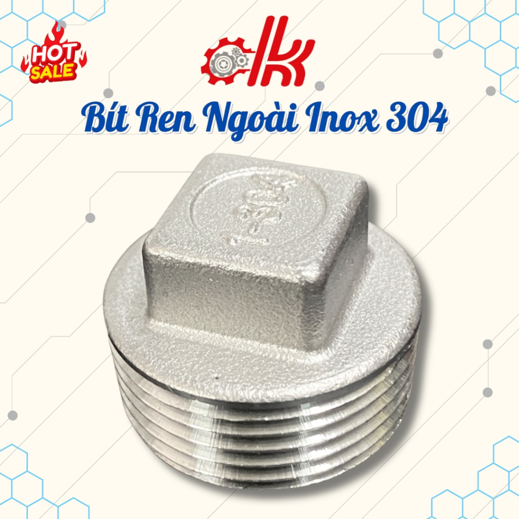 Bít ren ngoài inox 304P- Nút Bịt Ren Ngoài Inox 304 - Ốc Bít Ống Nước ...