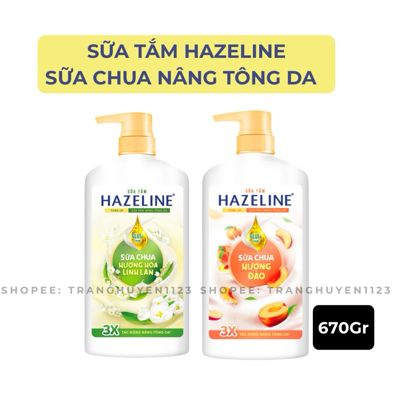 SỮA TẮM NÂNG TONE DA HAZELINE SỮA CHUA HƯƠNG ĐÀO, HƯƠNG LINH LAN 670G ...