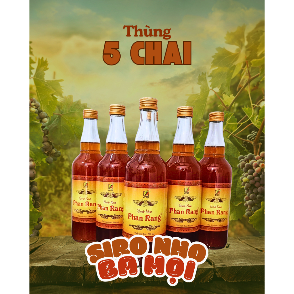 Thùng 5 chai Siro Nho Ba Mọi Ninh Thuận đạt chuẩn Vietgap 500ml - Hàng chính hãng | Shopee Việt Nam
