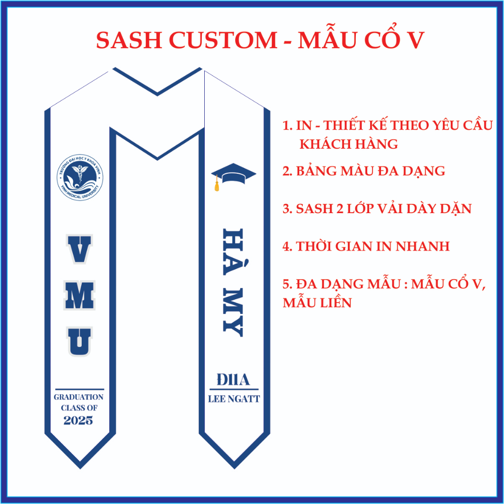 Sash tốt nghiệp đại học - thiết kế theo yêu cầu | Shopee Việt Nam