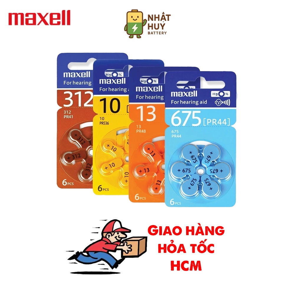 Pin Máy Trợ Thính MAXELL PR41 (312), PR44 (675), PR48 (13), PR536 (10) Vỉ 6 Viên Hàng Chính Hãng ...