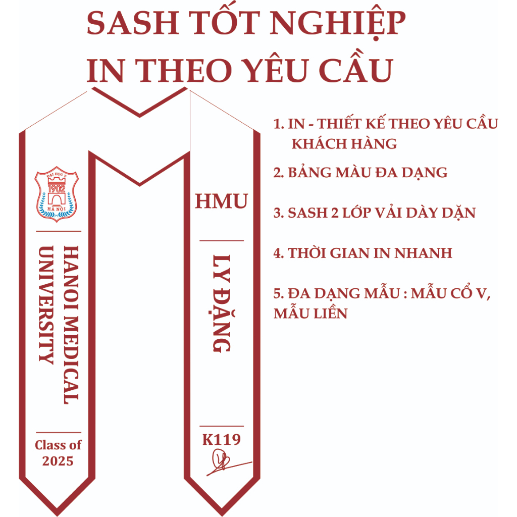 sash graduation, sash tốt nghiệp đại học y hà nội - thay đổi mẫu theo ...