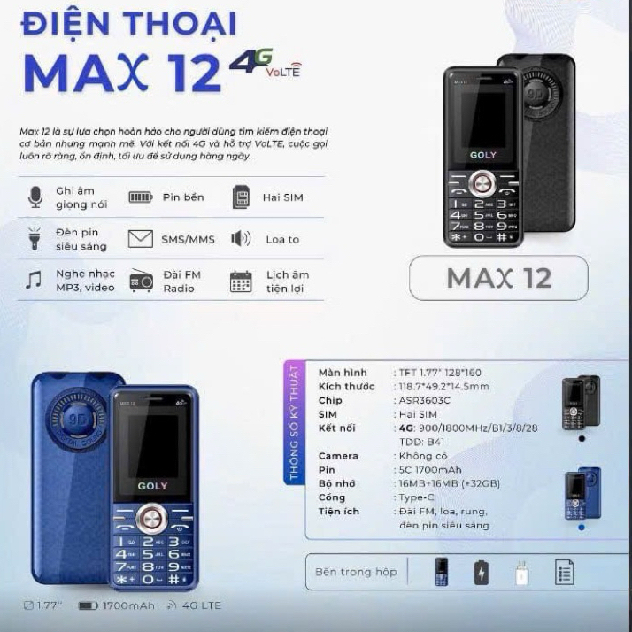 Điện Thoại 4G 𝐆𝐎𝐋𝐘 Max 𝟏𝟐 4G - Mẫu điện thoại 4G dành cho người lớn ...
