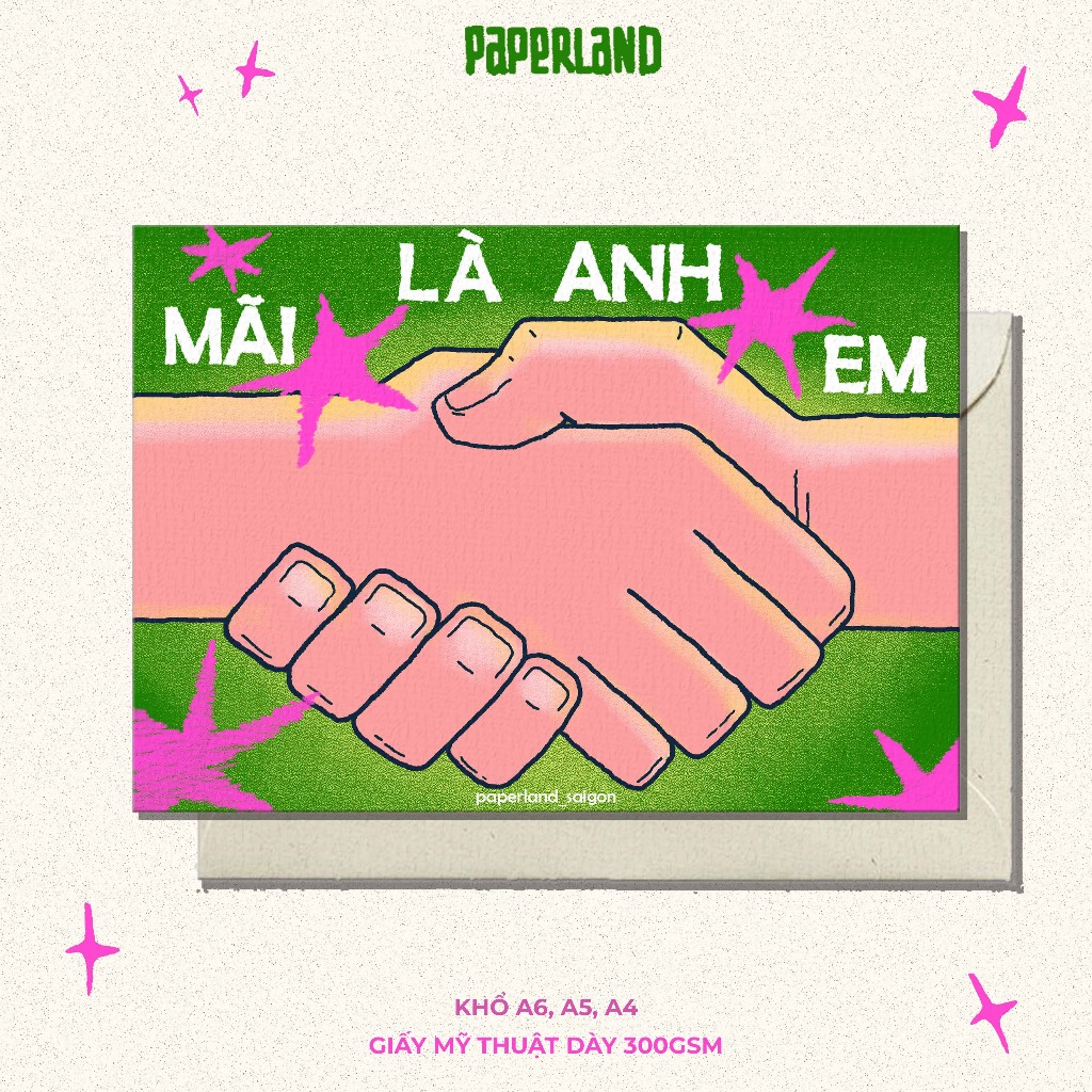 Postcard thiệp viết tay "Mãi là anh em" - artwork bởi Paperland - giấy ...