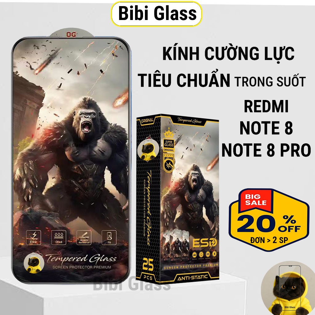 Kính cường lực Redmi note 8 / 8 pro cao cấp full màn chống bám vân tay ...