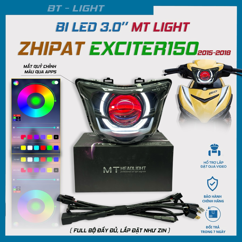 Đèn Bi cầu Led M10 Light V4 lên sẵn pha Zipath 2 tầng cho Exciter 150 ...