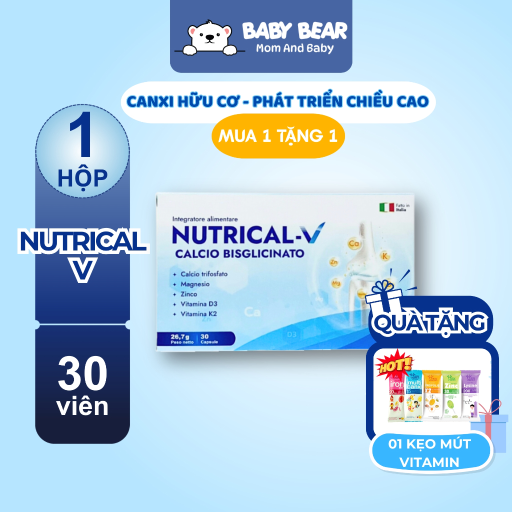 Nutrical-V - Bổ Sung Calci, Vitamin D3, K2, Magie, Kẽm, Tăng Chiều Cao ...
