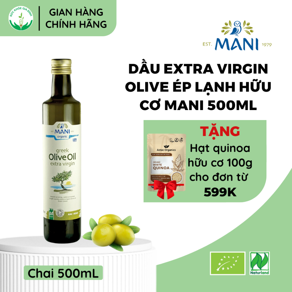 [Date 3/2026] Dầu Olive Extra Virgin Hữu Cơ Mani 500mL | Shopee Việt Nam