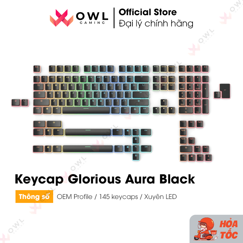 Keycap Pudding xuyên led Glorious Aura Keycaps v2 - Pixel Black 145 pcs ...