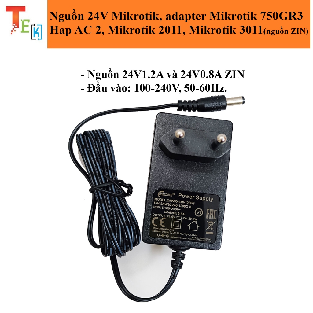 Nguồn 24V Mikrotik, adapter Mikrotik 750GR3, Hap AC 2, Mikrotik 2011 ...