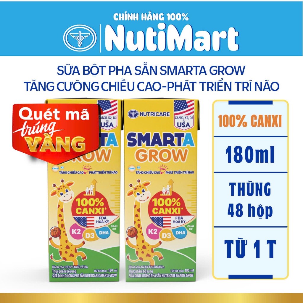 Sữa công thức pha sẵn Smarta Grow Nutricare phát triển chiều cao trí ...
