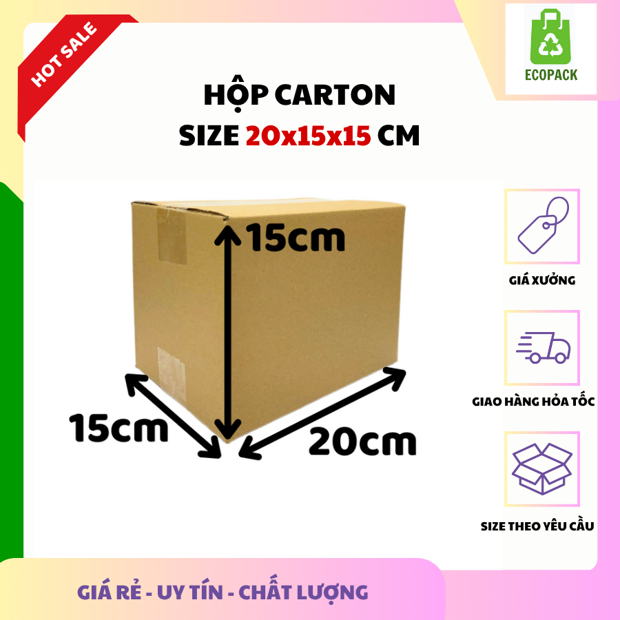ECOPACK - 20x15x15 COMBO 10 Hộp bìa carton đóng hàng | Shopee Việt Nam