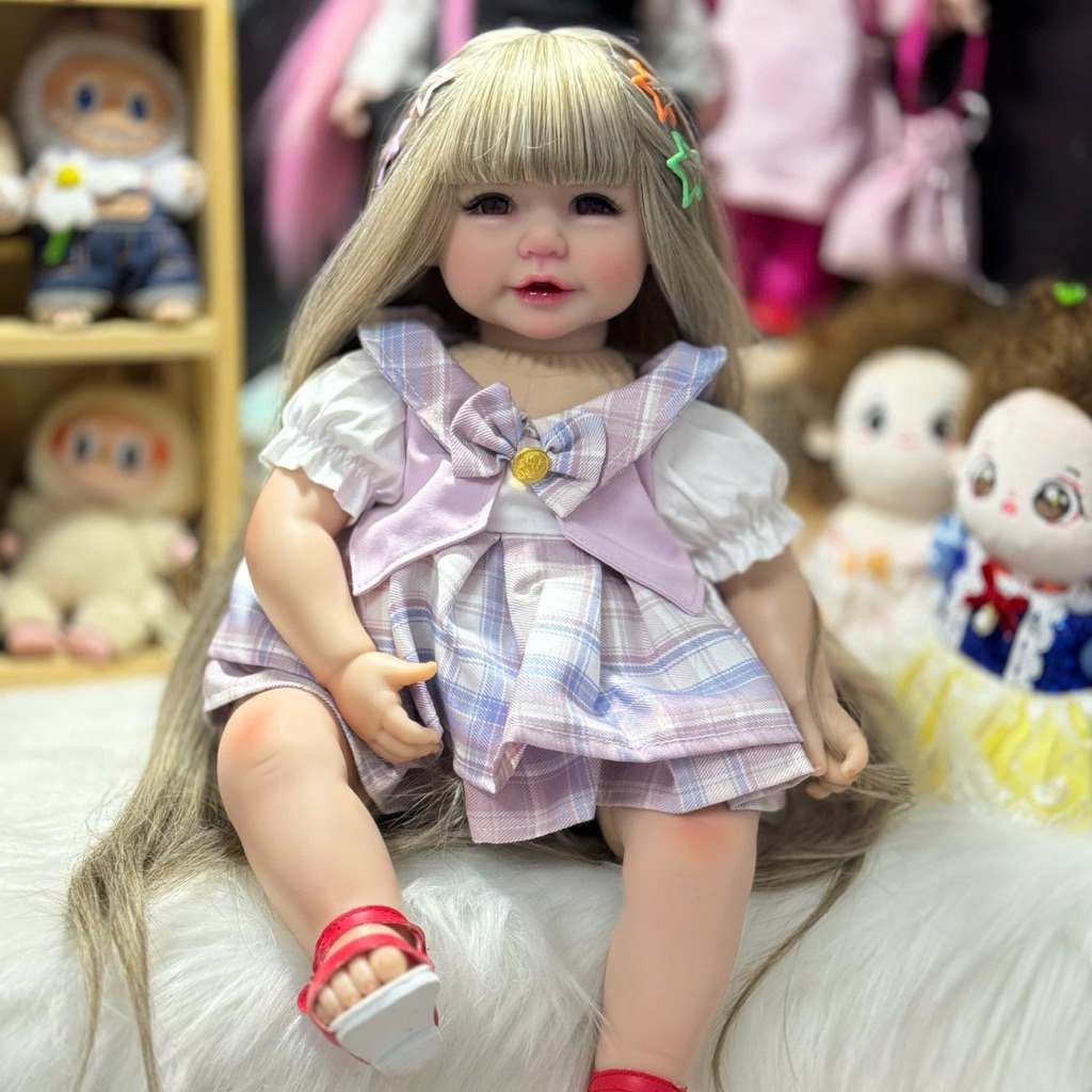 bup bê nhựa tái sinh 22in trang điểm xinh xắn kèm váy | Shopee Việt Nam