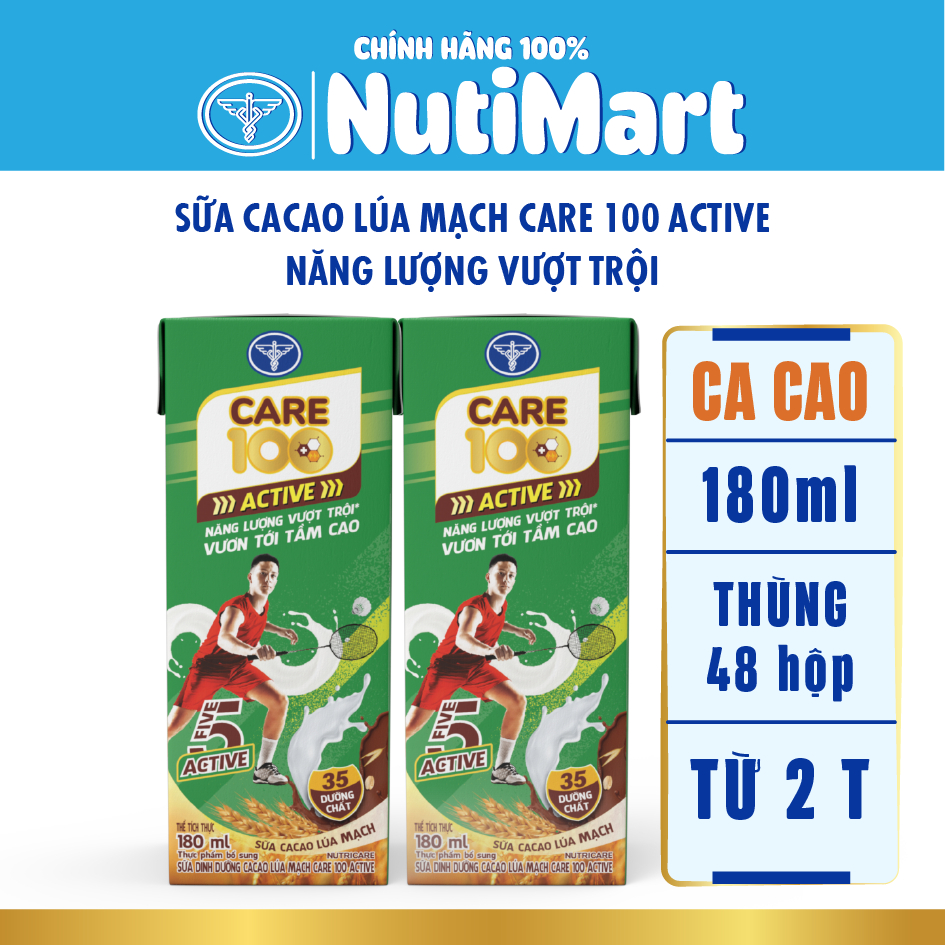 Sữa dinh dưỡng cacao lúa mạch Care 100 Active Nutricare bổ sung năng ...