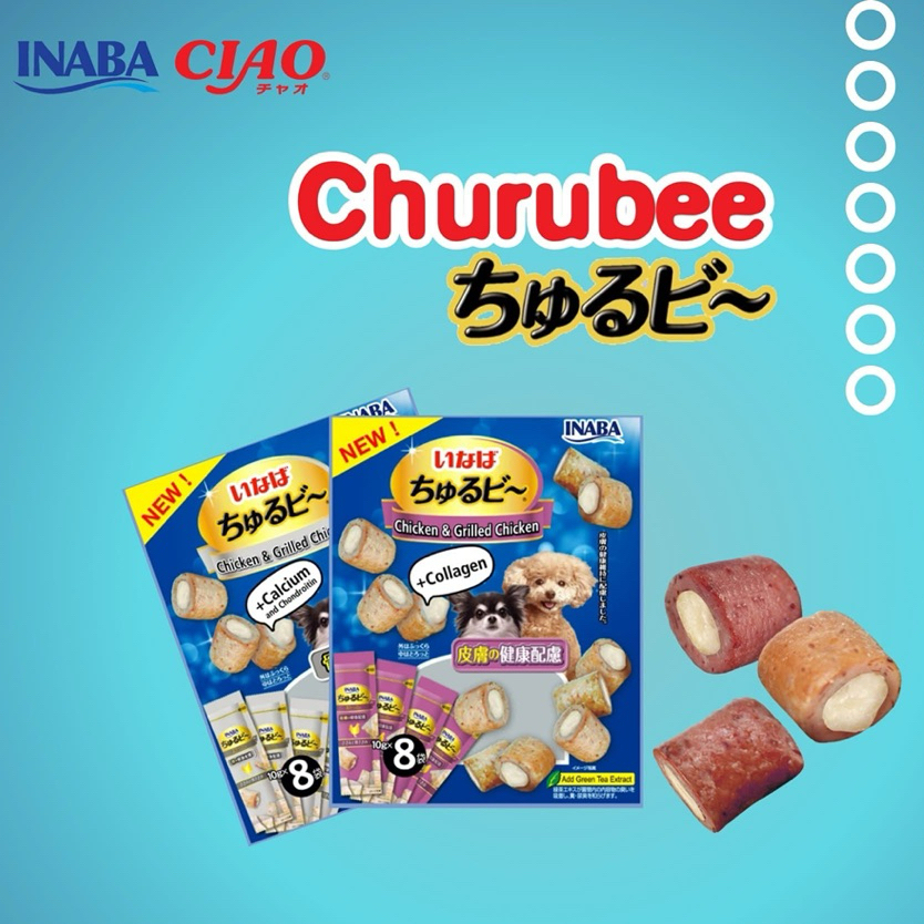 BÁNH THƯỞNG CHO CHÓ INABA CIAO CHURU BEE PHI LÊ GÀ NƯỚNG BỔ SUNG CANXI & COLLAGEN [ TÚI 80G ...