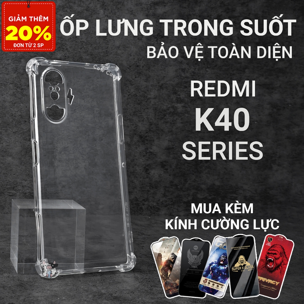 Ốp lưng K40 Gaming, K40s, K40 Pro Cowcase trơn trong suốt | Ốp điện thoại Xiaomi dẻo bảo vệ ...