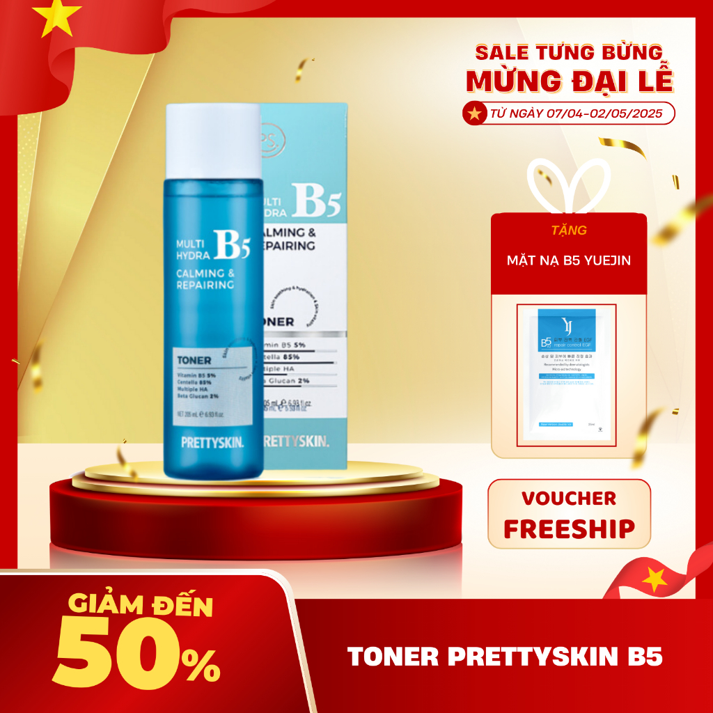 Nước hoa hồng Toner B5 PrettySkin Multi Hydra B5 205ml phục hồi, cấp ẩm ...