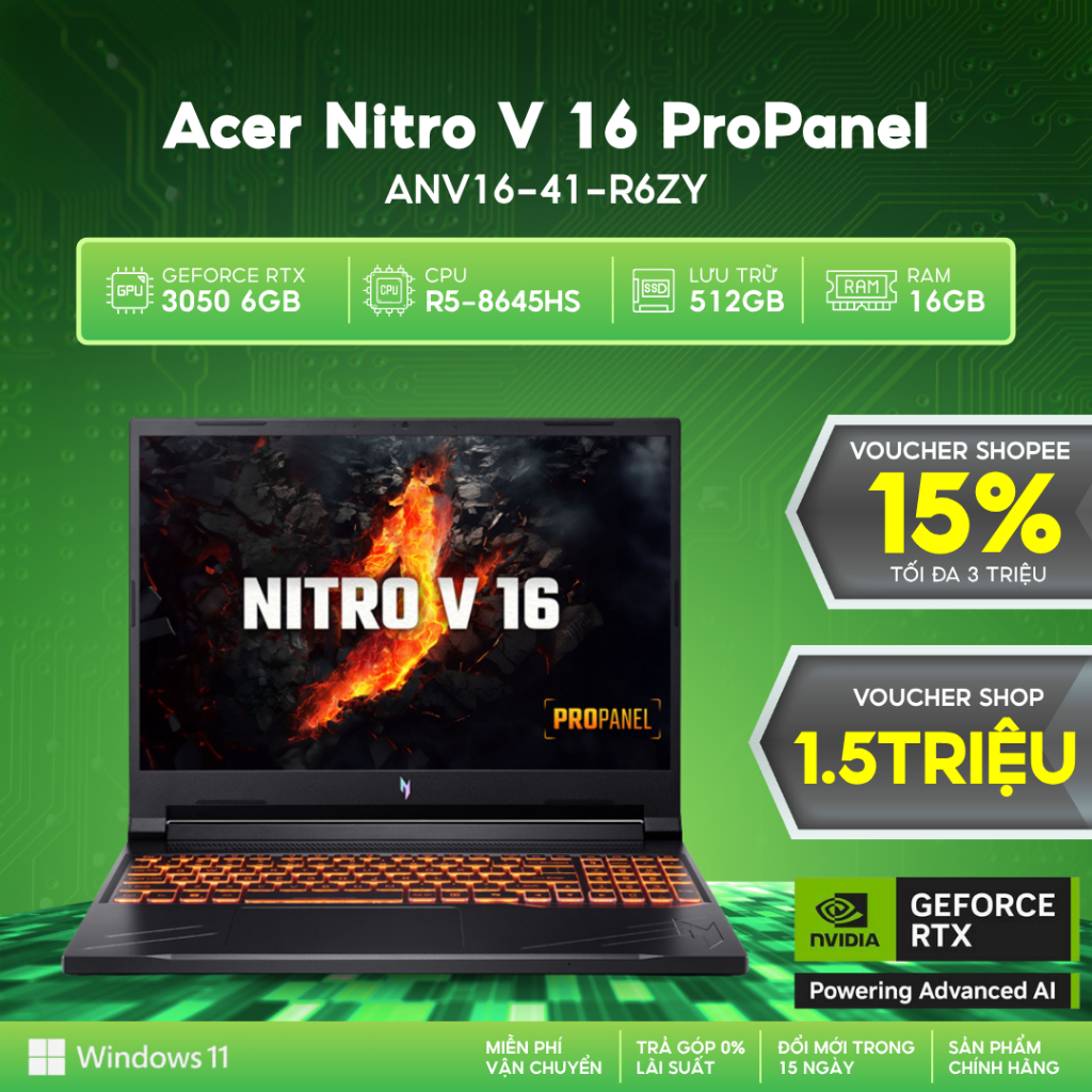 Laptop Gaming Acer Nitro V 16 ProPanel ANV16-41-R6ZY Card đồ họa ...