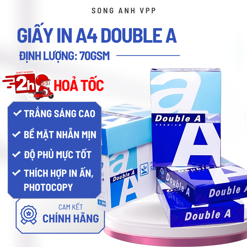 [GIÁ SỈ CÓ XUẤT VAT] Giấy in a4 Double A giá rẻ định lượng 70gsm tập 500 tờ giấy in a4 văn phòng ...