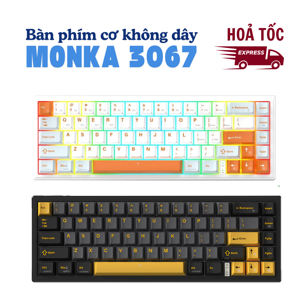 [ HOẢ TỐC HCM ] Bàn Phím Cơ Không Dây MONKA 3067 Pro V2 - Có Hotswap 5 ...