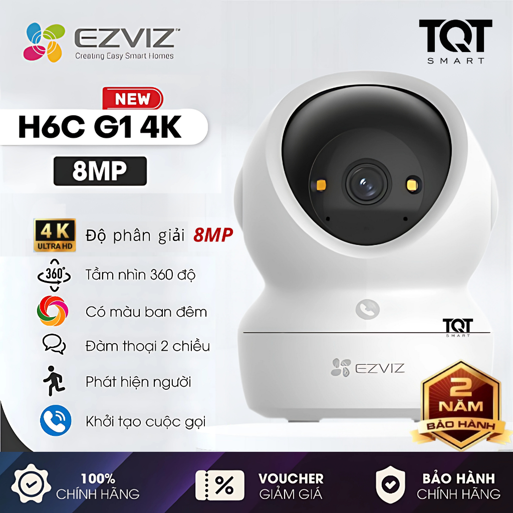 Camera Trong Nhà Wifi Ezviz H6C G1 4K 8MP/C6N G1 4K 8MP/C6N PRO, Tầm ...