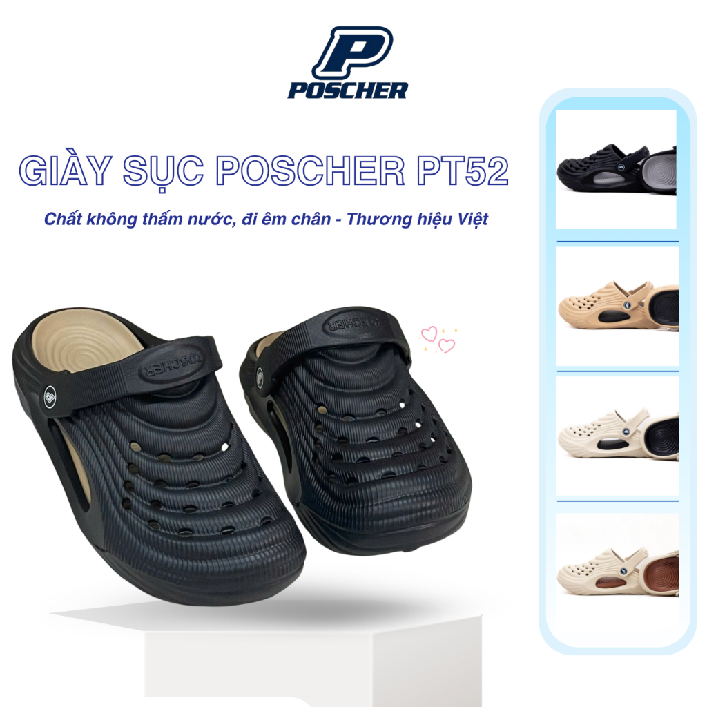 (LÙI 1 SIZE) Dép Sục Nam Nữ POSCHER Dép Đúc Nguyên Khối Đẹp Độc Lạ Cao ...
