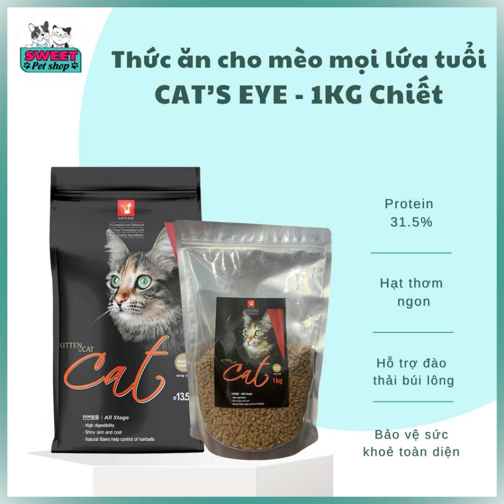 [1KG- DATE MỚI] Thức ăn hạt cho mèo mọi lứa tuổi Cateye túi 1kg ...