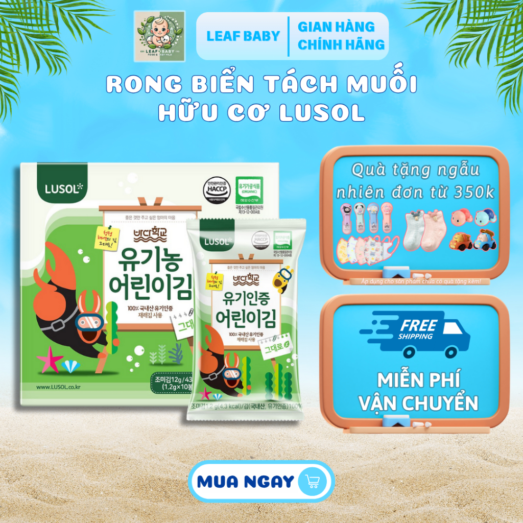 Rong biển tách muối hữu cơ Lusol cho bé ăn dặm từ 6 tháng. Date 6/2025 ...