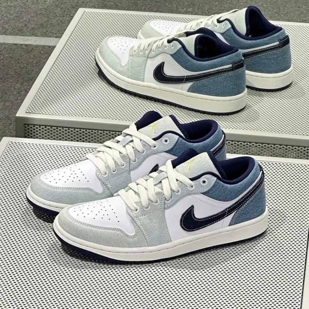 Giày Thể Thao Jd 1 Low SE 'Light Denim, Giày Jd Cổ Thấp Vải Bò Xanh Kem ...