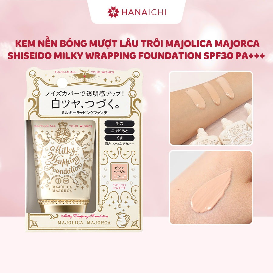 Kem nền bóng mượt lâu trôi Majolica Majorca Shiseido Milky Wrapping Foundation SPF30 PA+++ 30g ...