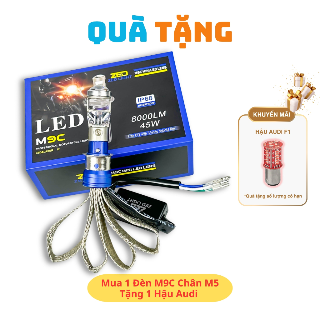Đèn Pha LED Bi Cầu M9C ZED LIGHT - 45W Cực Sáng, Chiếu Xa 100m Chân H4 ...