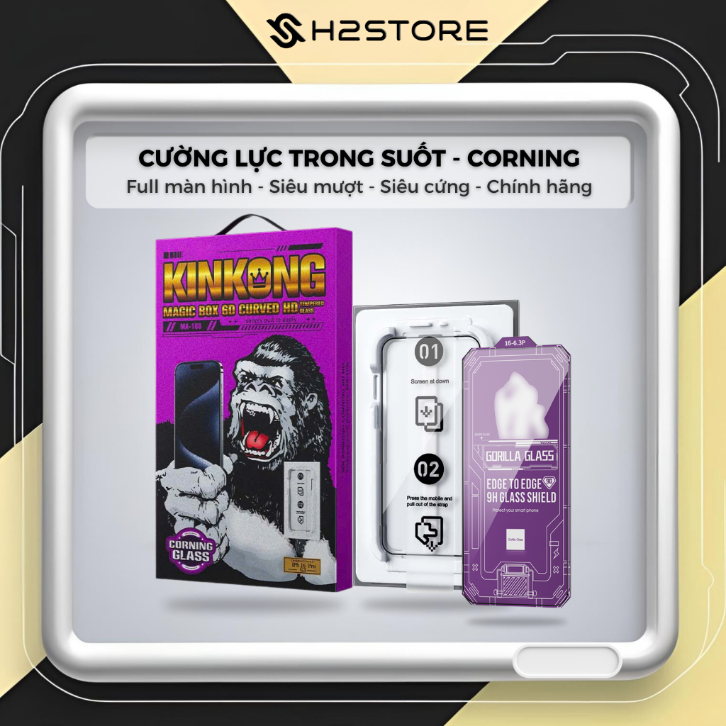 Kính cường lực iPhone trong suốt hộp tím kính CORNING WTP 068/ MA 168 ...