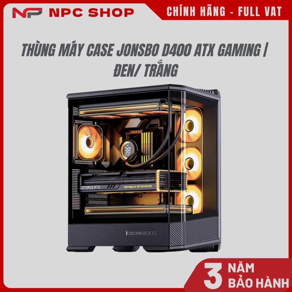 Thùng máy case Jonsbo D400 ATX Gaming | Đen/ Trắng | Shopee Việt Nam