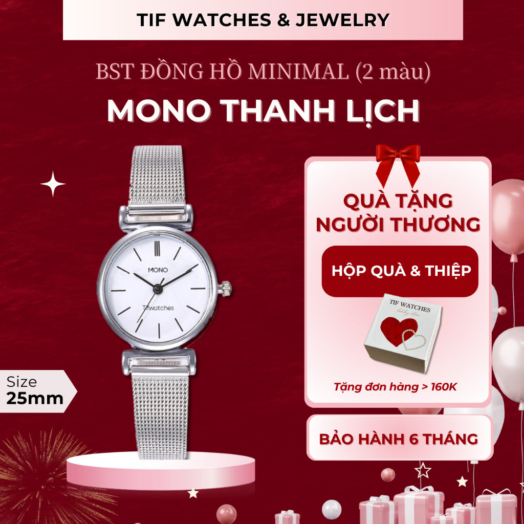 Đồng hồ đeo tay MONO Tif Watches Thép Không Gỉ sáng da phong cách Hàn ...