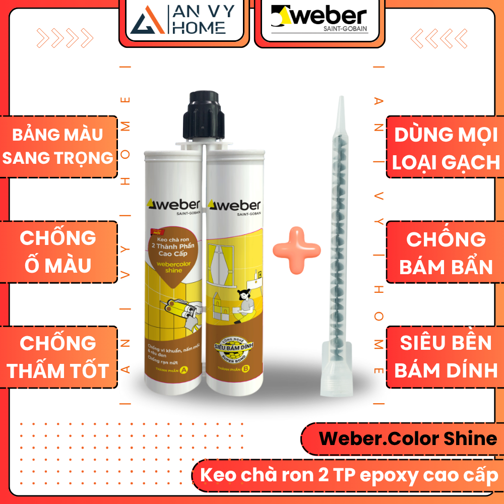 Keo chà ron epoxy 2 thành phần Weber.color Shine (ĐỦ MÀU) keo chít mạch ...