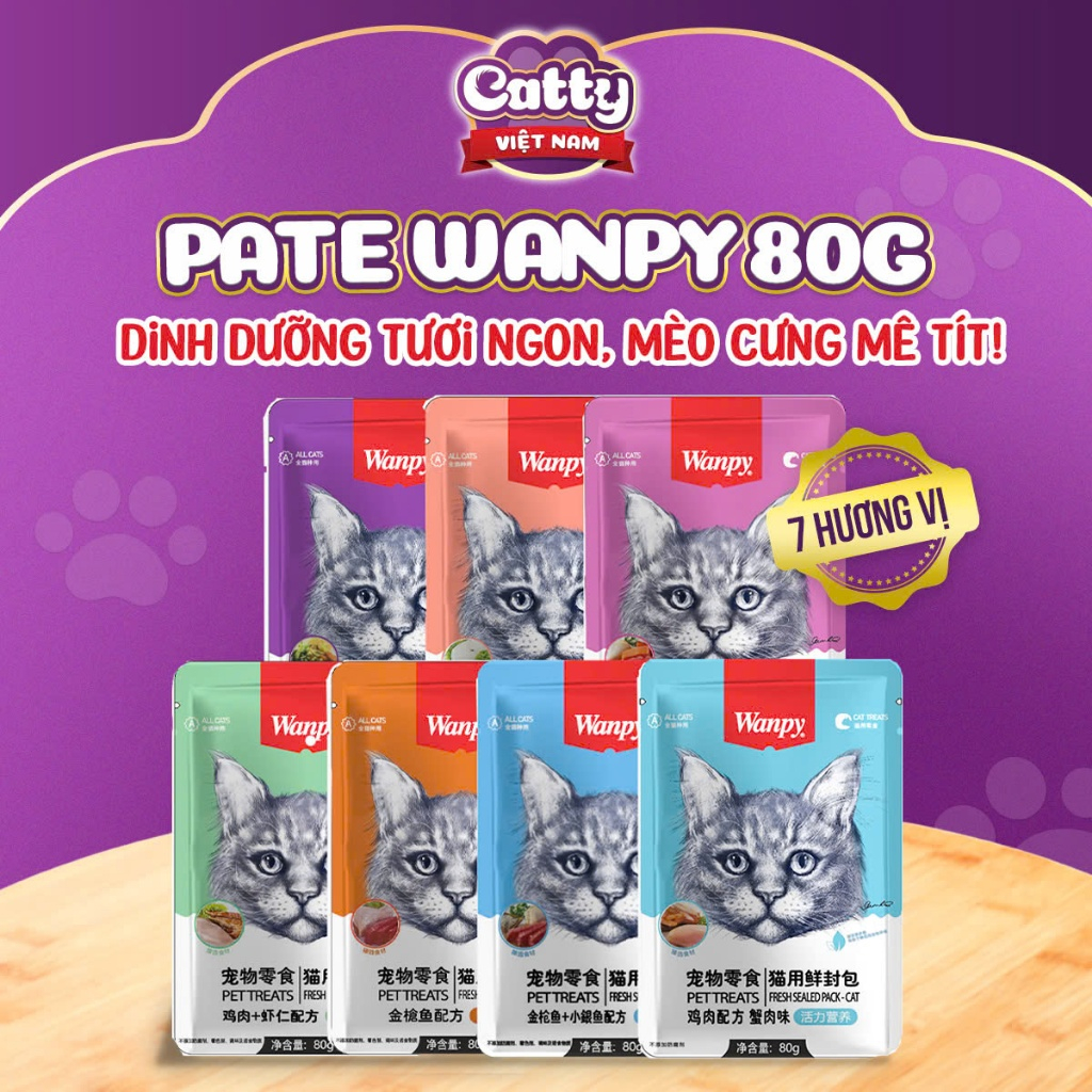 Pate WANPY, pate cho mèo, thức ăn cho mèo bổ sung đa dạng dưỡng chất ...