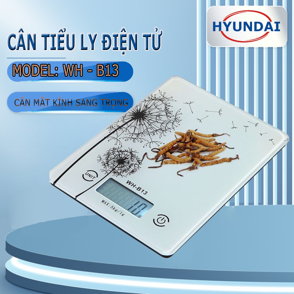 Cân Điện Tử Nhà Bếp WH-B13 Cao Cấp 5kg/1g - Mặt Kính Cường Lực, Cảm Ứng, Siêu Mỏng, Trừ Bì, Đa ...