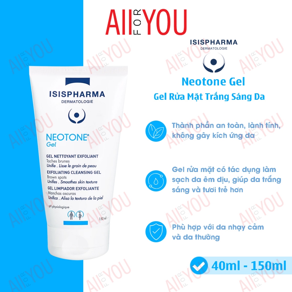 [CHÍNH HÃNG CÓ TEM] ISIS PHARMA Neotone Gel 40mL & 150mL - Gel Rửa Mặt ...