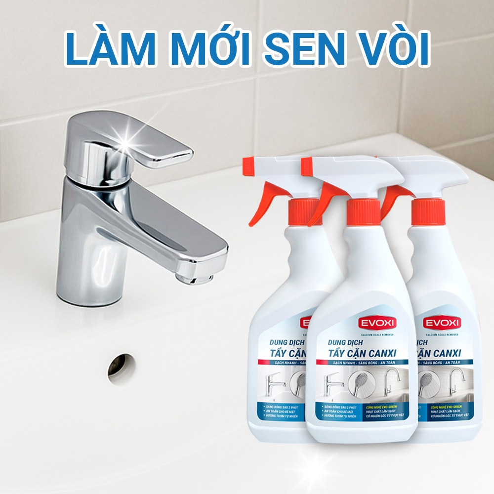 Combo Tẩy cặn canxi EVOXI, Chai xịt vệ sinh tẩy cặn canxi vòi sen ...