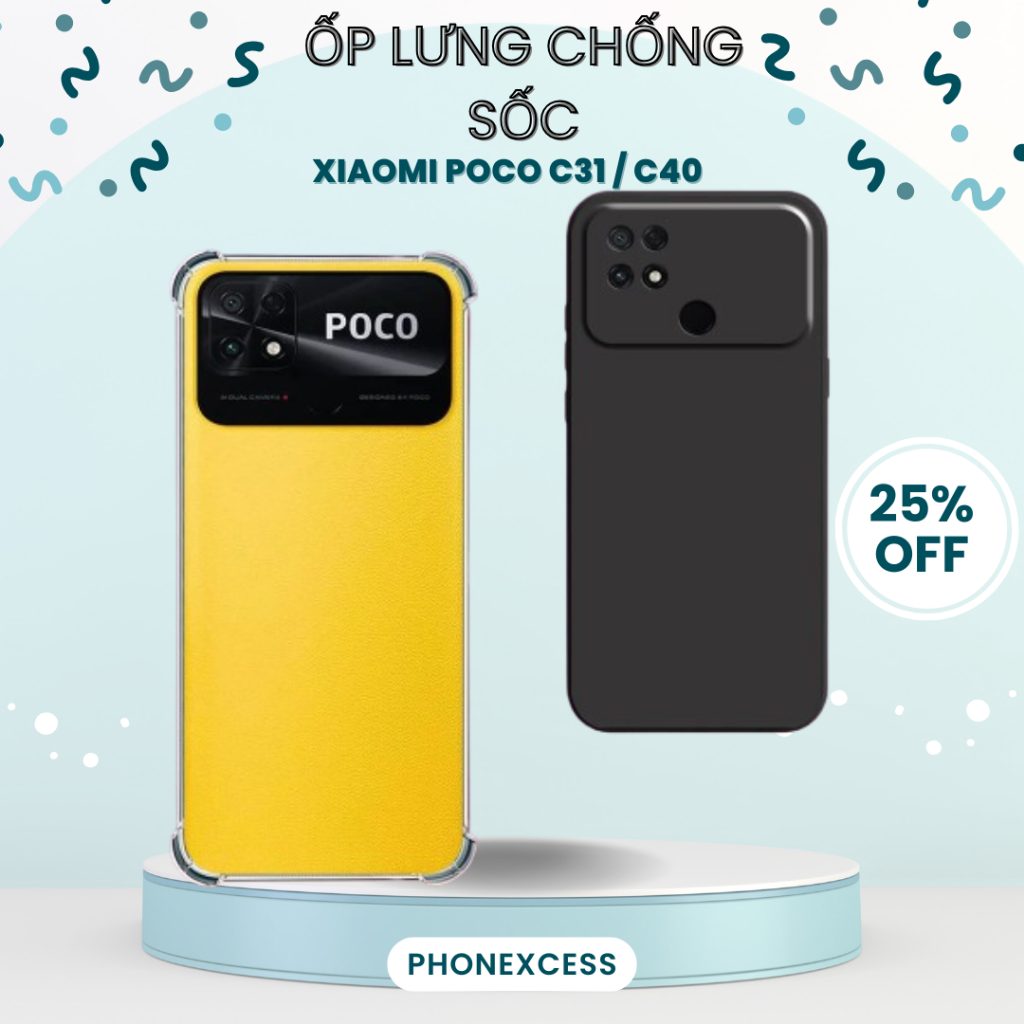 Ốp lưng Xiaomi Poco C31 / C40 CHỐNG SỐC, trong suốt, silicon, bảo vệ ...