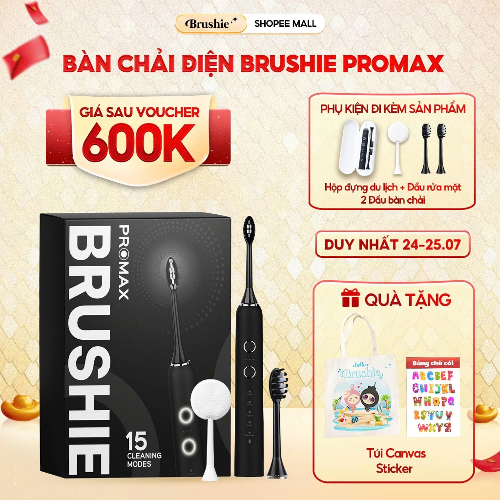[GIÁ 614K TẠI LIVE SHOP] Bàn chải điện Brushie Promax phiên bản nâng ...